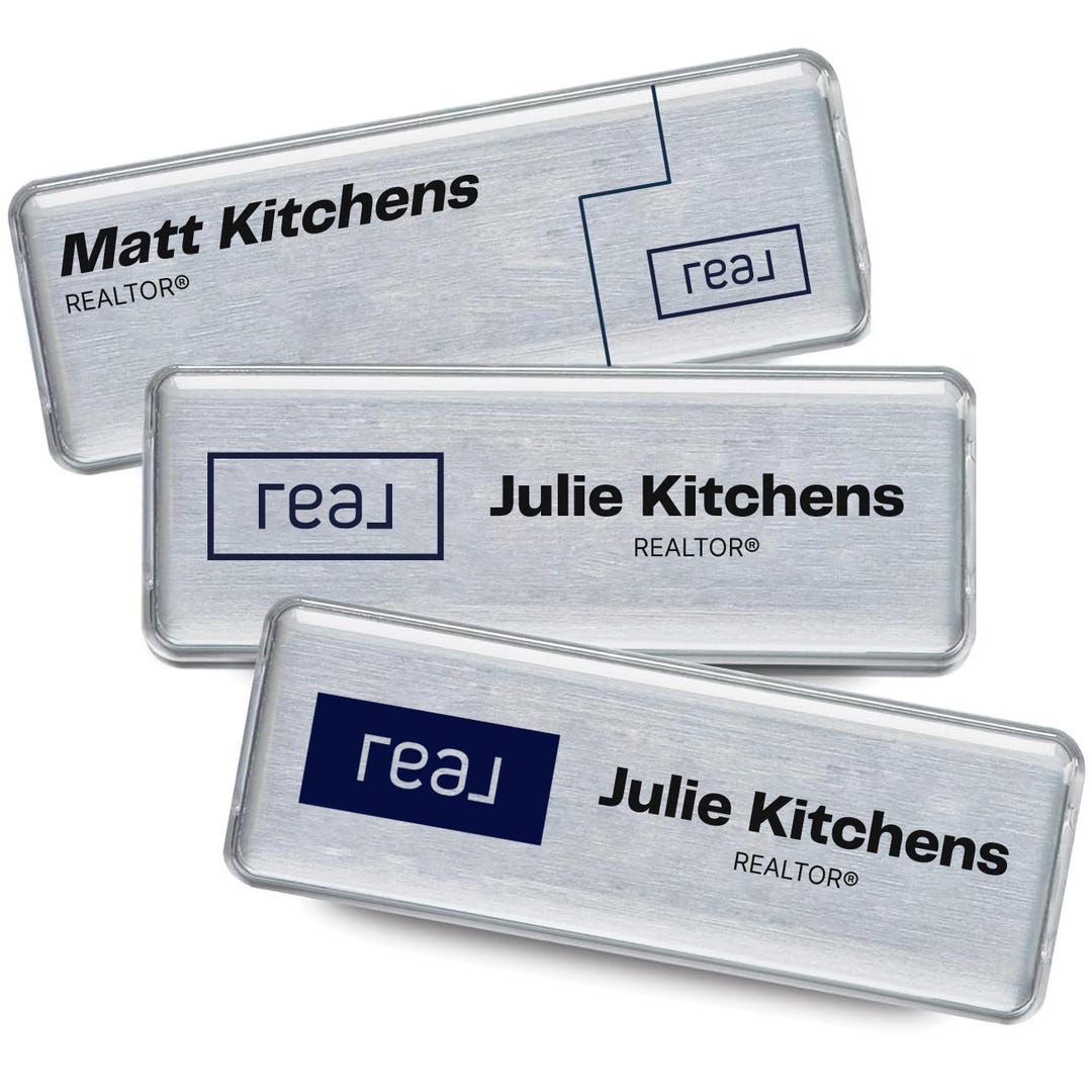 Customized REAL Broker Realtor Name Tag for Agents in Brushed Silver or ...