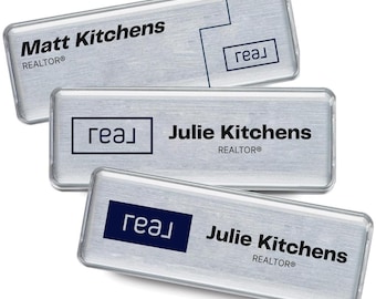 Customized REAL Broker Realtor Name Tag for Agents in Brushed Silver or ...
