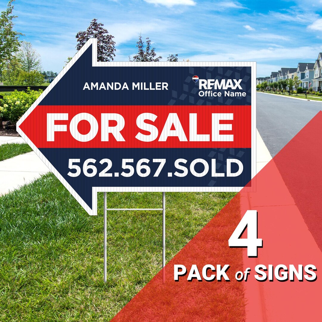 New Logo Remax Real Estate Realty FOR SALE Arrow Directional Yard Sign ...