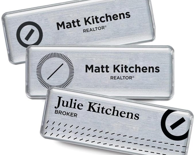 Customized COMPASS Realty Realtor Name Tag for Agents in Brushed Silver ...