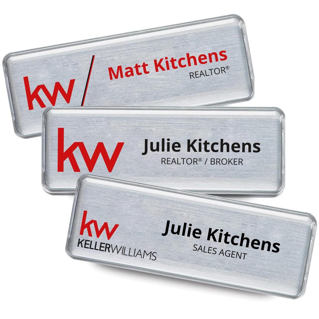 Customized Keller Williams Realtor Name Tag for Agents in Brushed ...