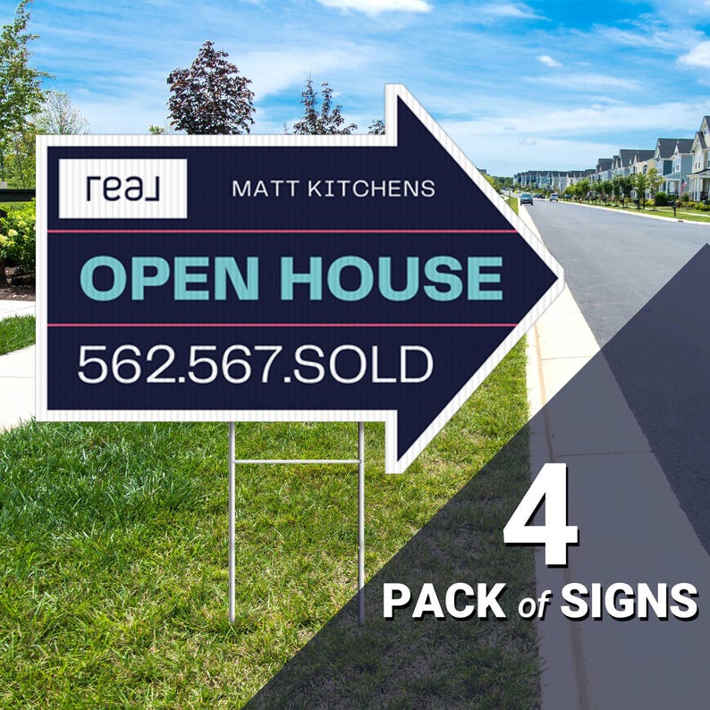 REAL Broker OPEN HOUSE Arrow Directional Yard Sign - Etsy