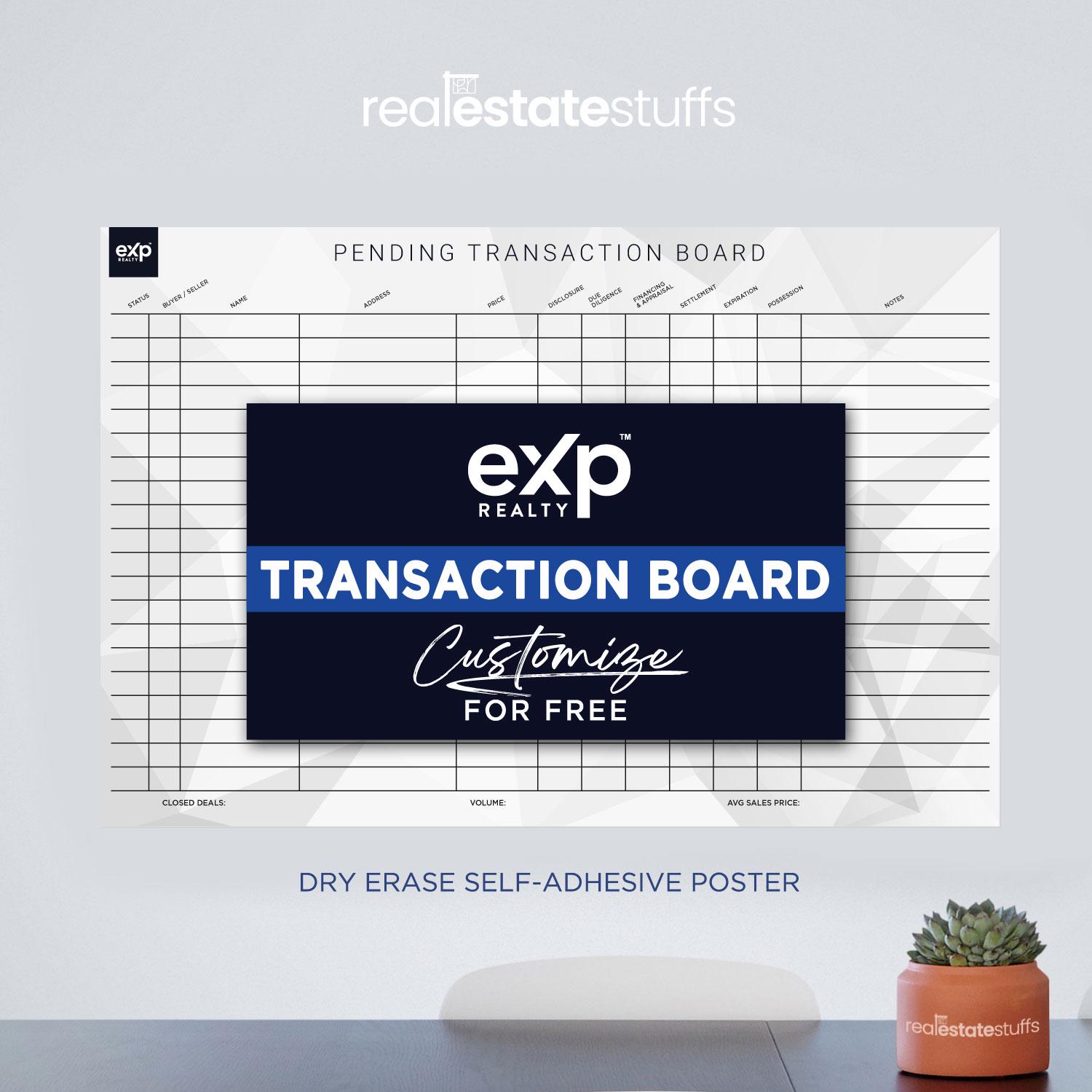 Exp Real Estate Agent Transaction Pipeline Poster Print Dry Erase Board ...