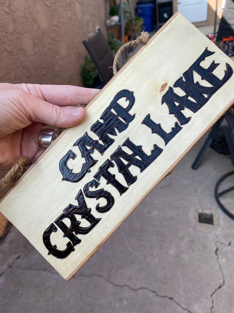 Camp Crystal Lake Wood Sign - Etsy