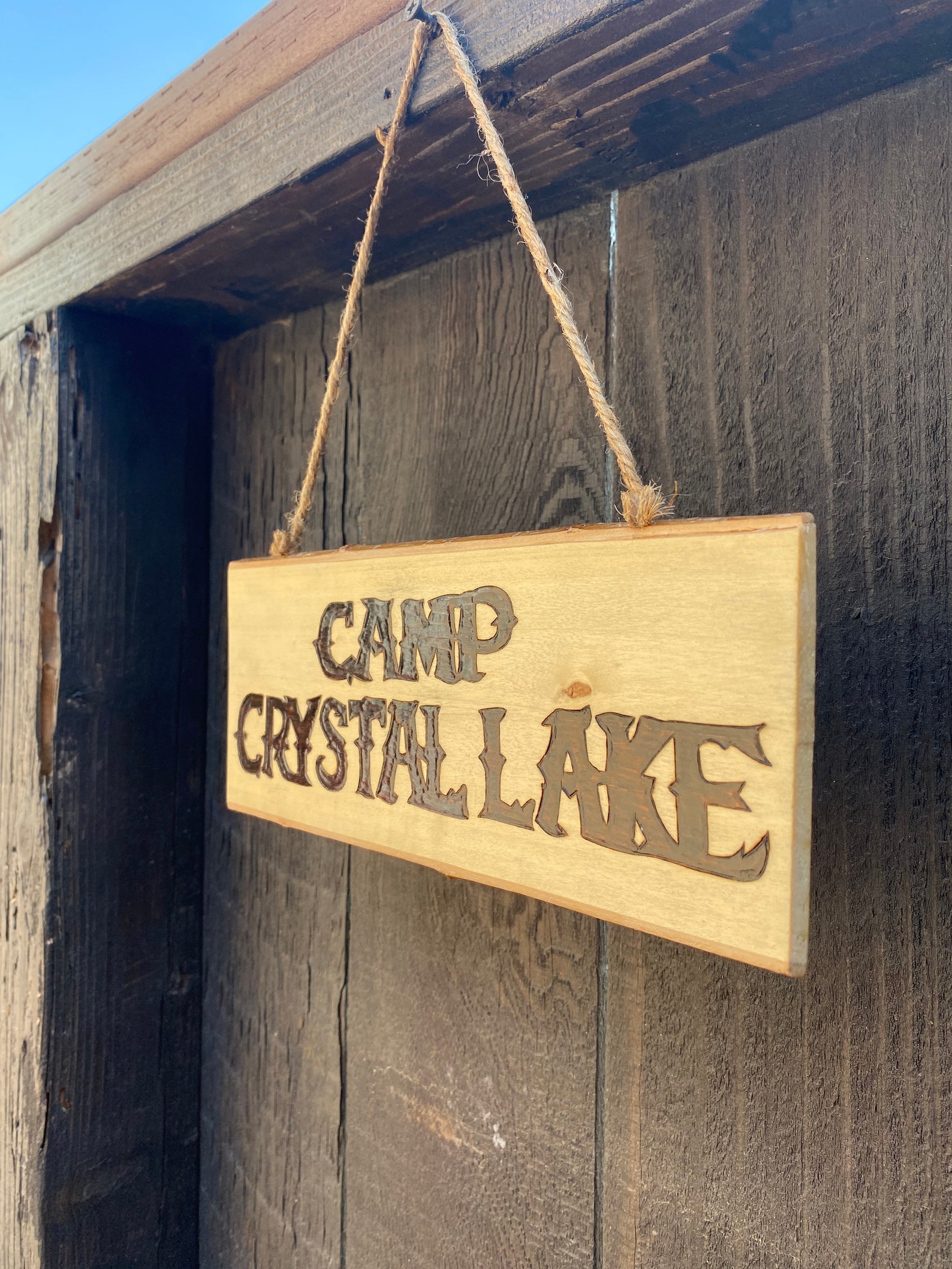 Camp Crystal Lake Wood Sign - Etsy