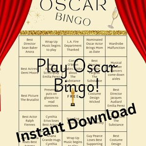 Oscar Bingo Card, Bingo Cards, Oscar Awards Bingo Card, Games, Academy ...