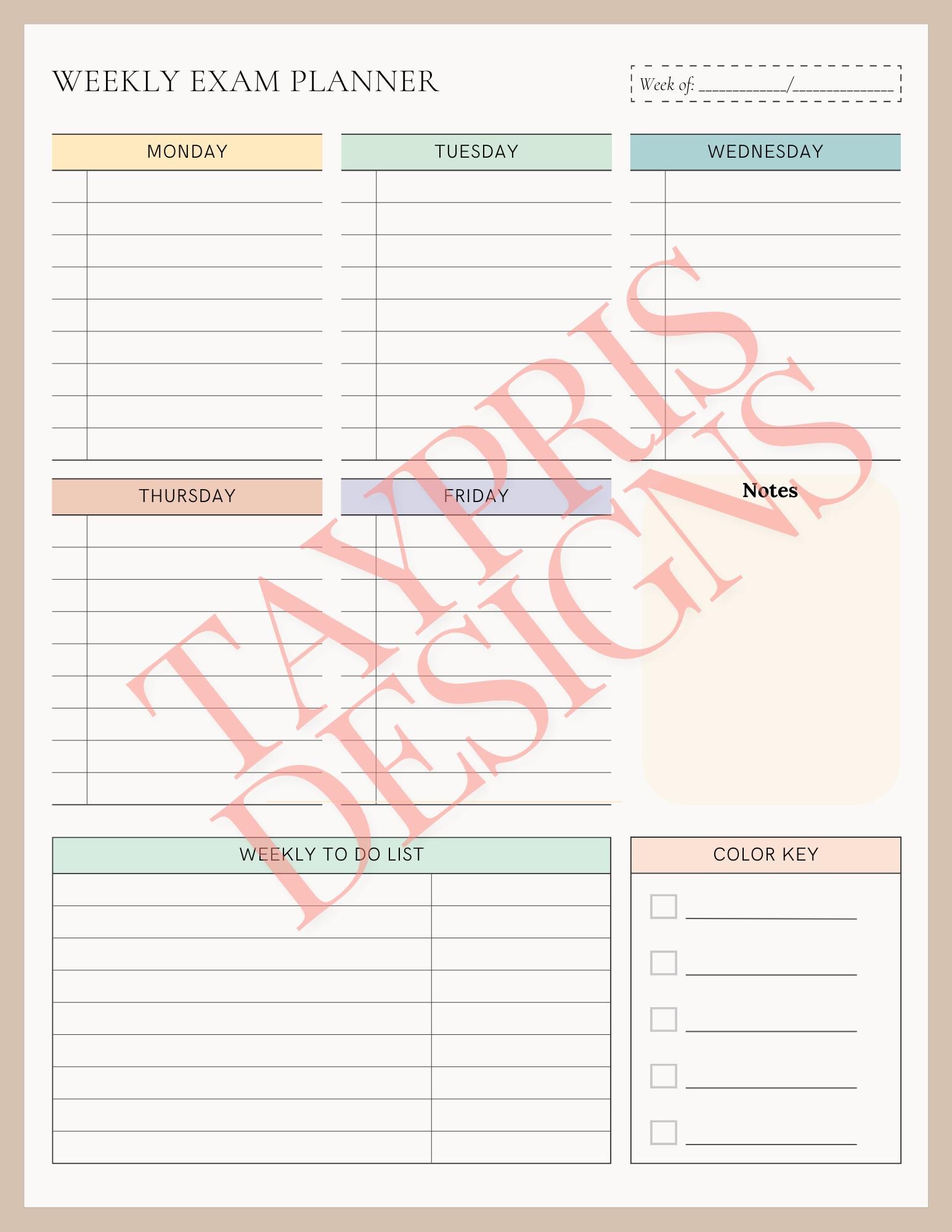 Exam Study Planner, Study Guide Template Bundle, Digital and Printable ...