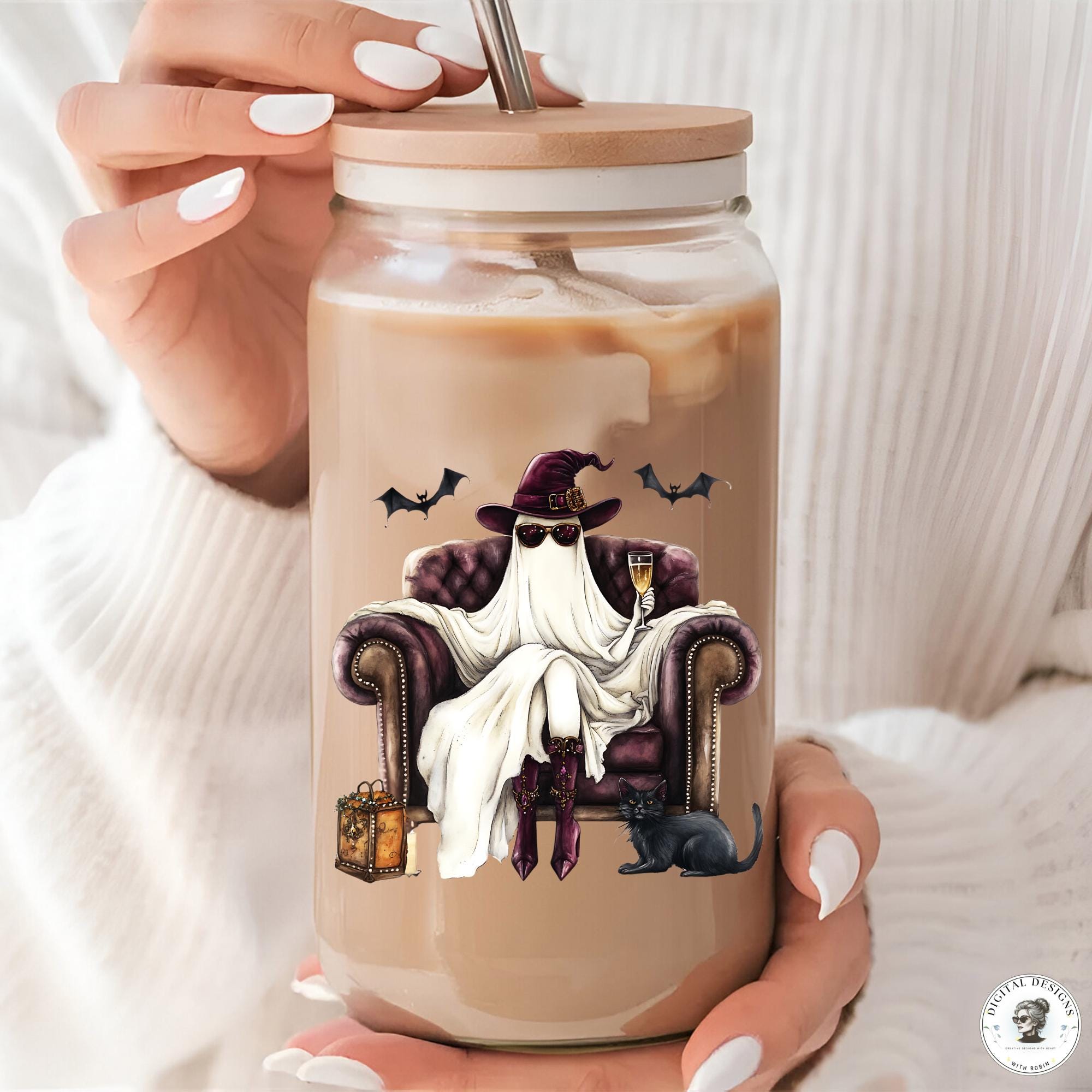 Couture Ghost Glam PNG: Watercolor Halloween Clipart (digital Download ...