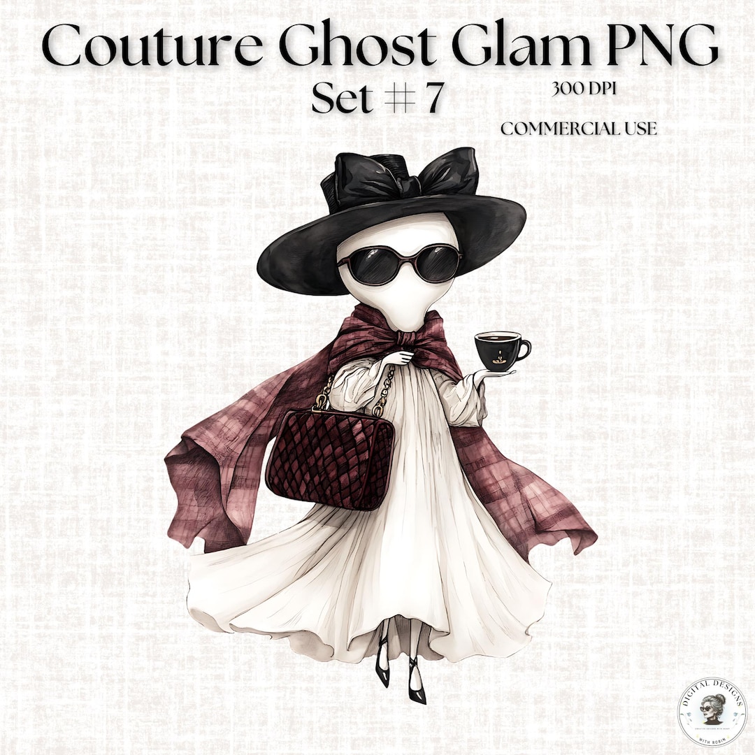 Couture Ghost Glam Clipart: Watercolor Halloween PNG (digital Download ...