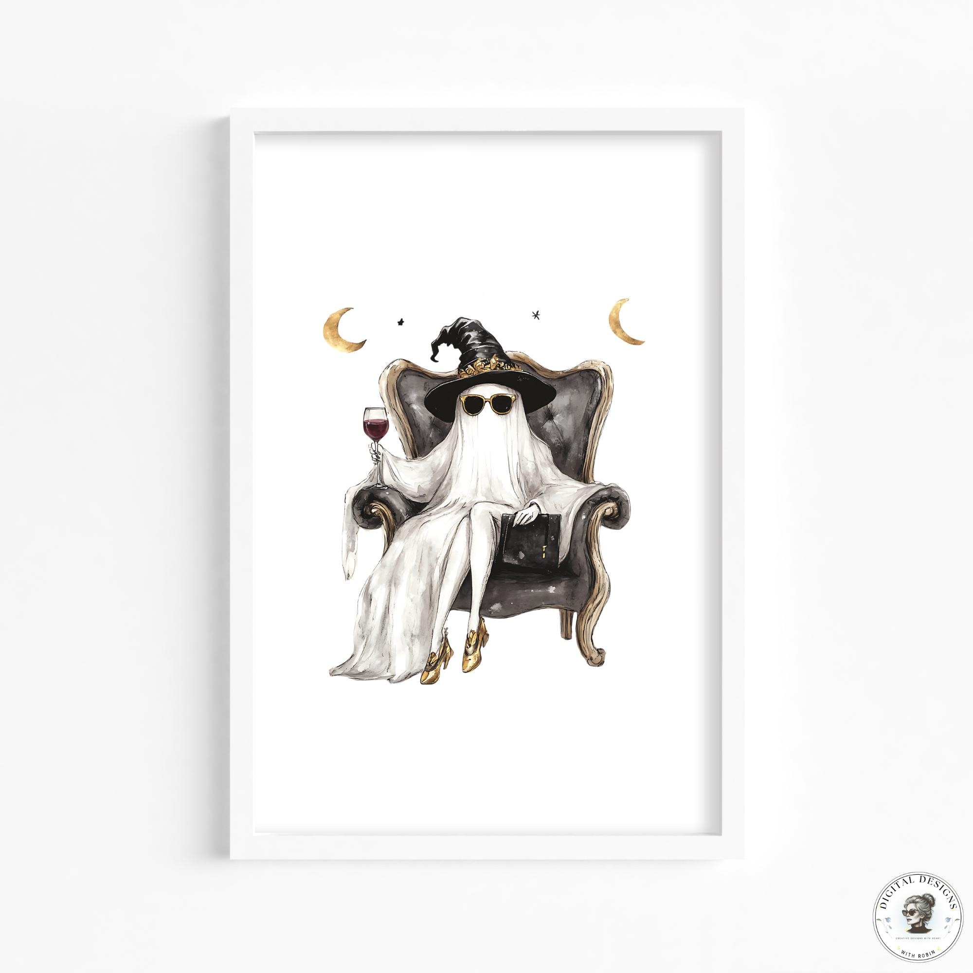 Couture Ghost Glam PNG: Watercolor Halloween Clipart (digital Download ...