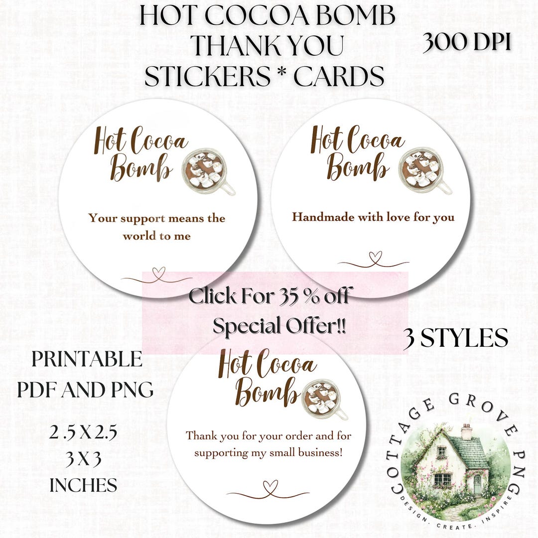 Hot Cocoa Bomb Thank You Tags or Stickers (digital Download) - Etsy