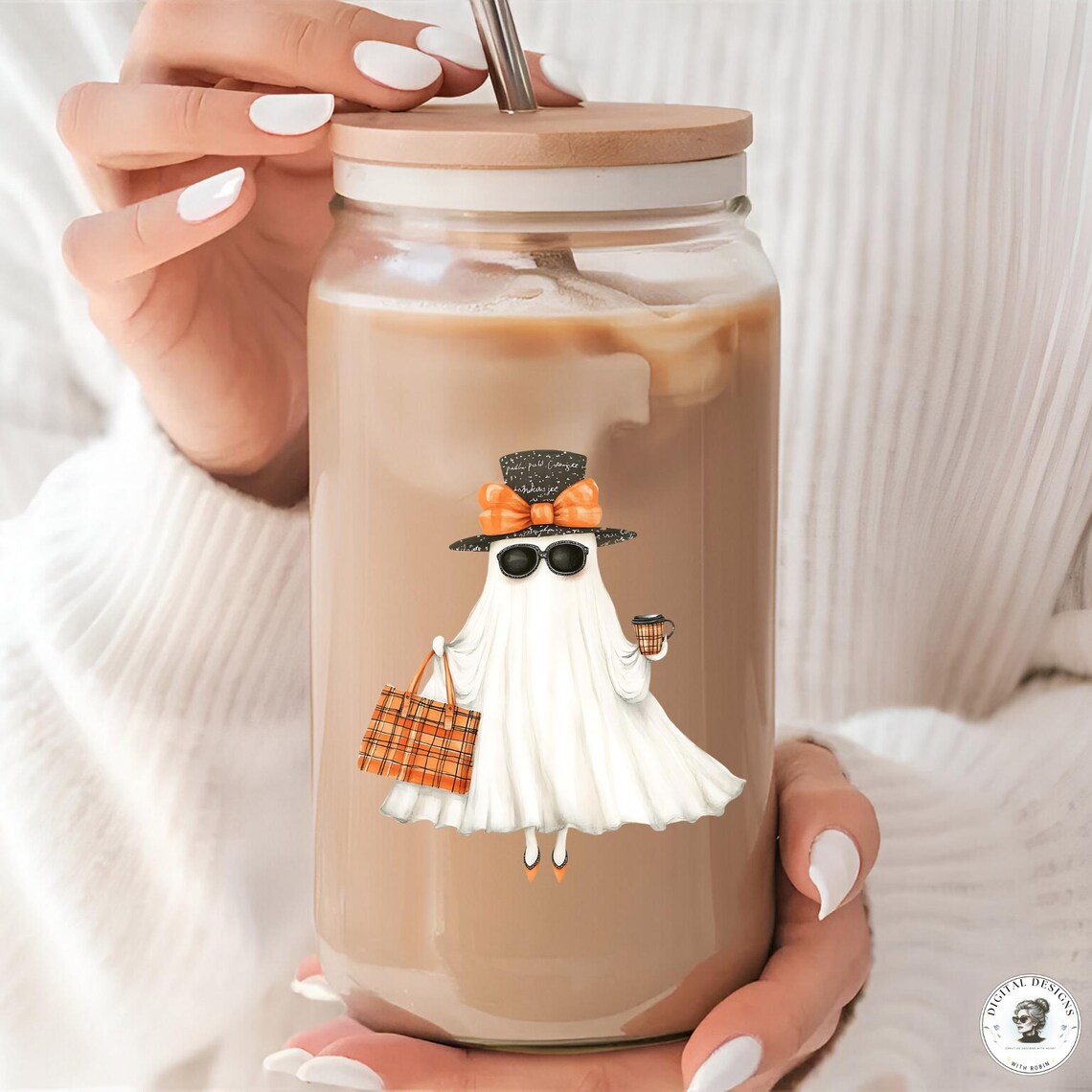 Couture Ghost Glam PNG: Watercolor Halloween Clipart (digital Download ...