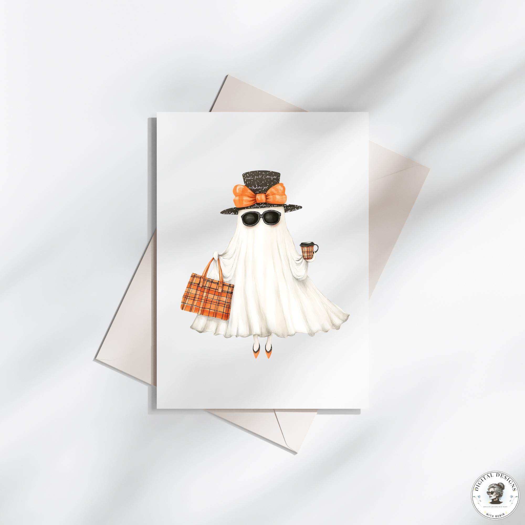 Couture Ghost Glam PNG: Watercolor Halloween Clipart (digital Download ...