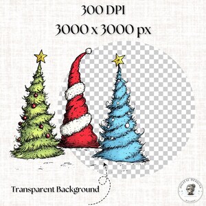 Whimsical Christmas Tree PNG: Quirky Holiday Clipart (300 DPI) - Etsy