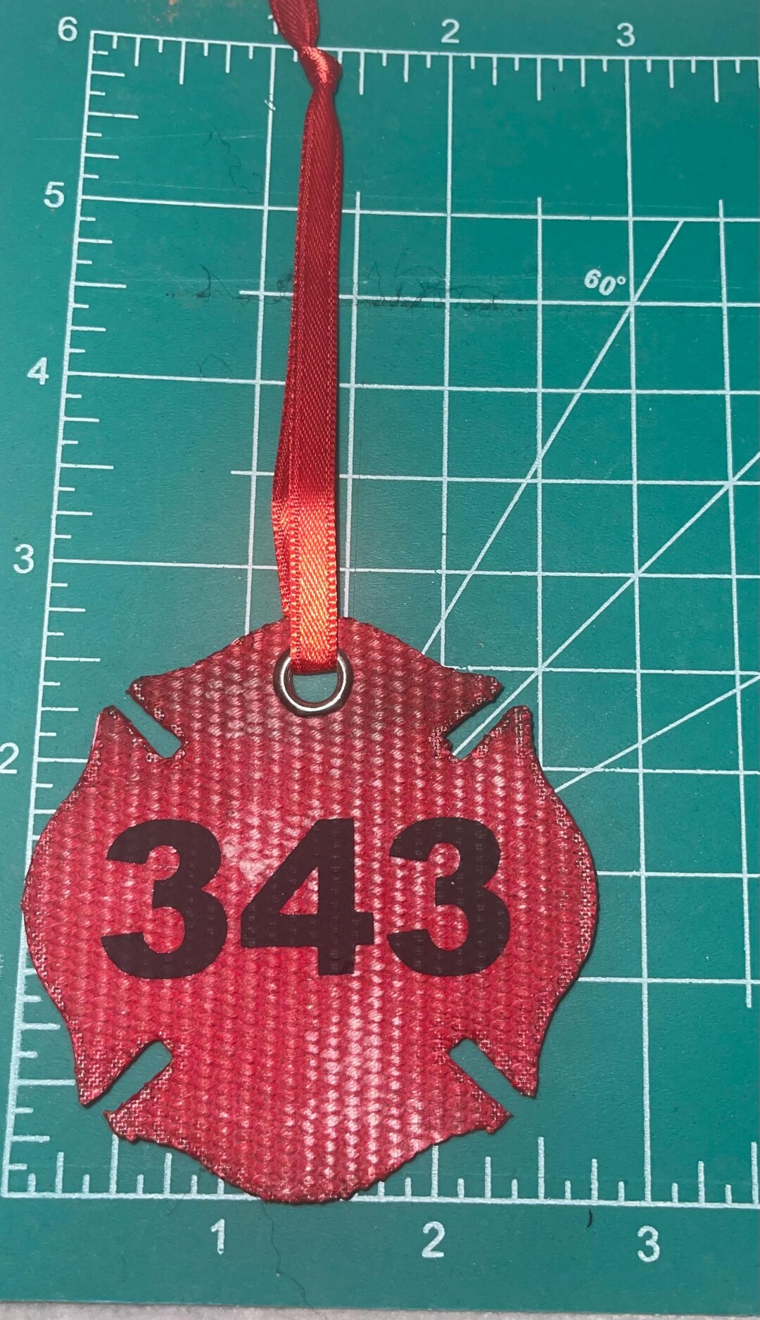 Retired Red Fire Hose Maltese Cross 343 Memorial Firefighter Christmas ...