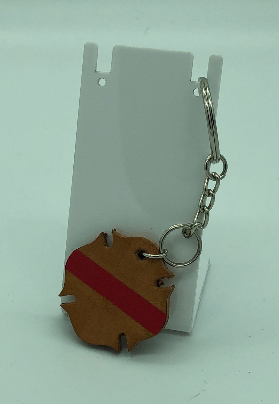 Leather Red Line Keychain - Etsy