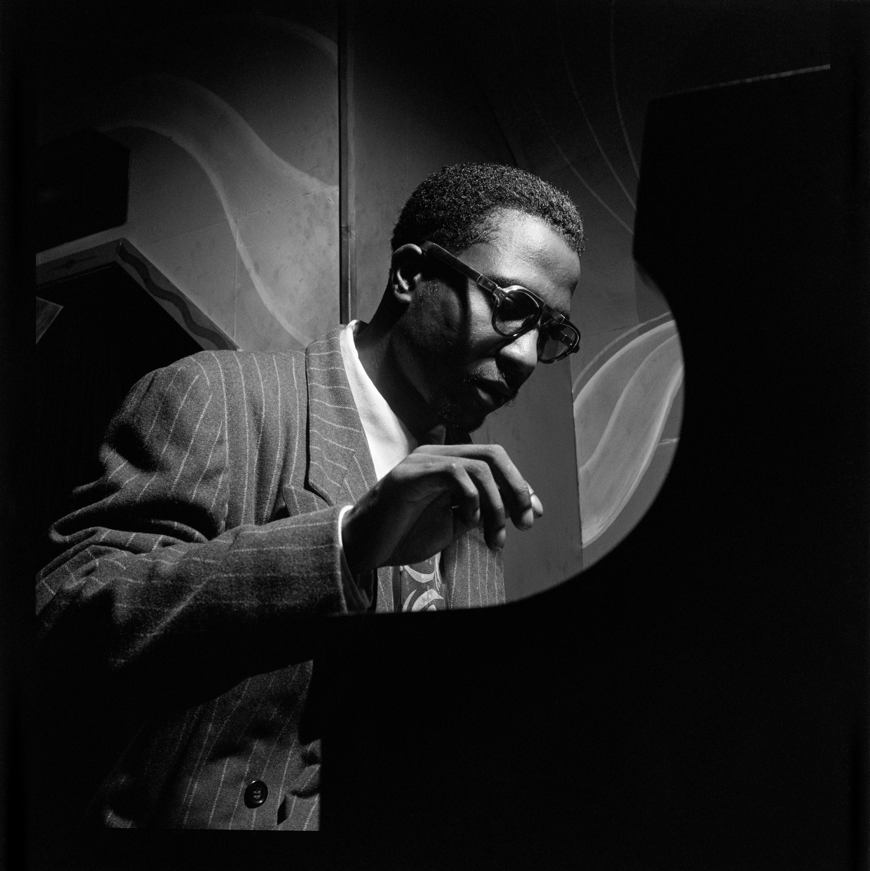 Portrait of Jazz Musician Thelonious Monk Playing the Piano Black and ...