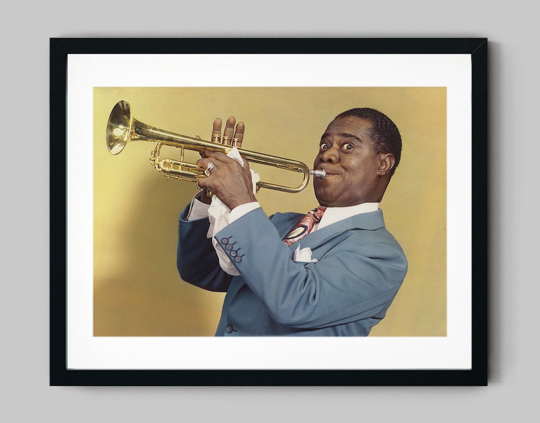 Portrait of Jazz Musician and Trumpet Player Louis Armstrong Colour ...