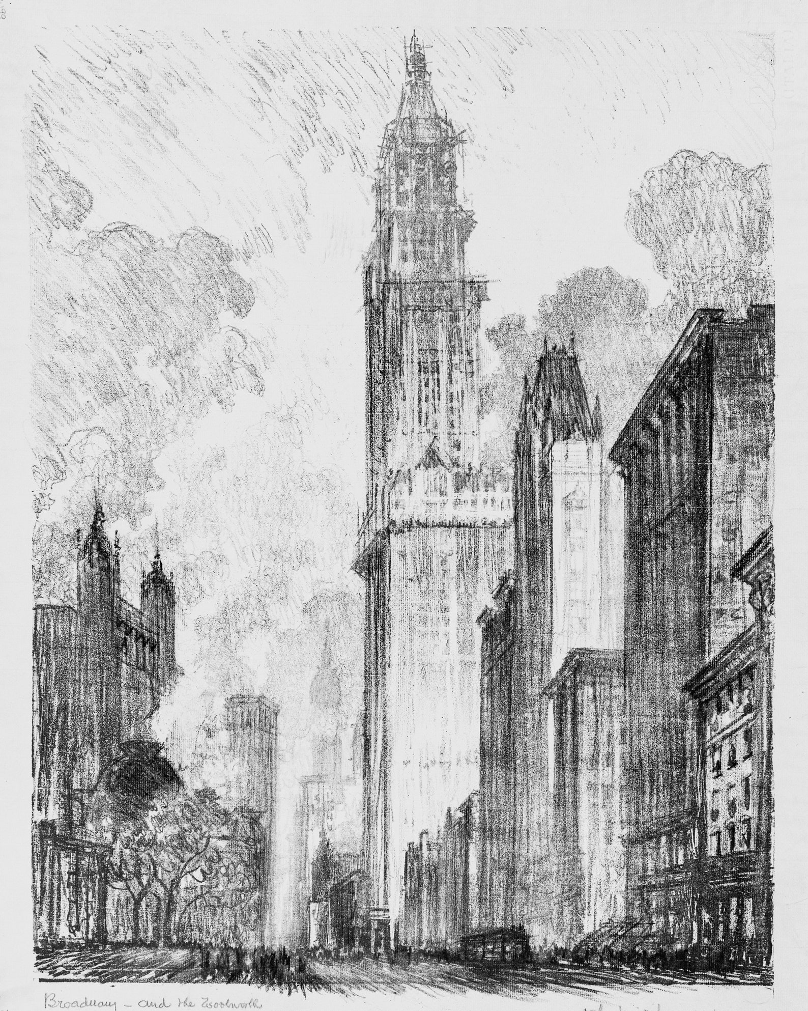 Print of a Etching Drawing the Downtown Buildings of Manhattan - Etsy