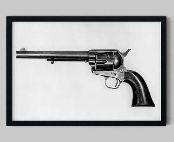 Still Life of a Colt Gun Revolver and Bullets Black and White - Etsy