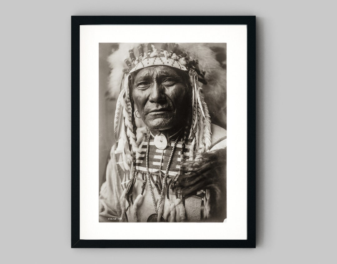 Native American Crow Chief In Full Headdress Portrait Etsy native-american-crow-chief-in-full-headdress-portrait-etsy