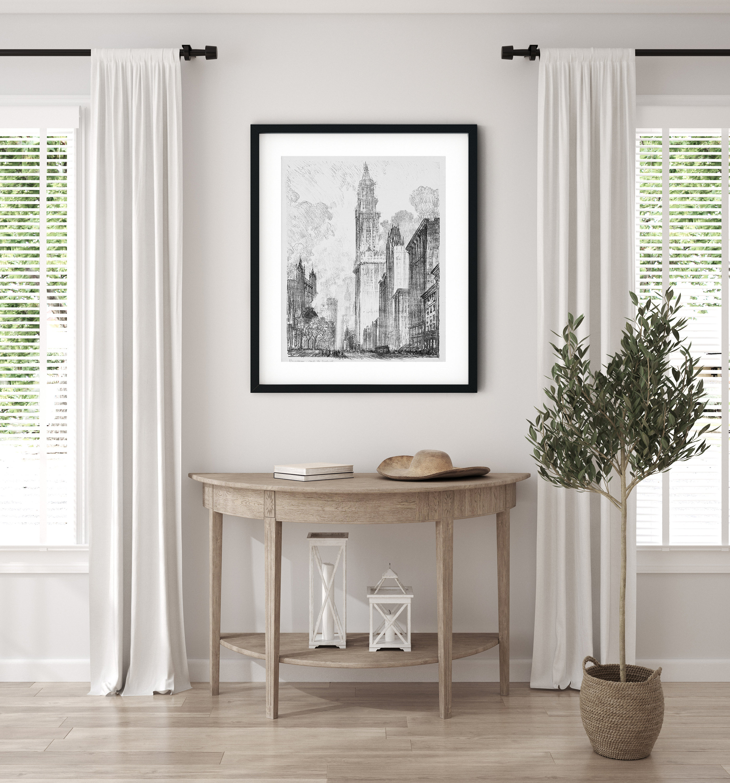 Print of a Etching Drawing the Downtown Buildings of Manhattan - Etsy