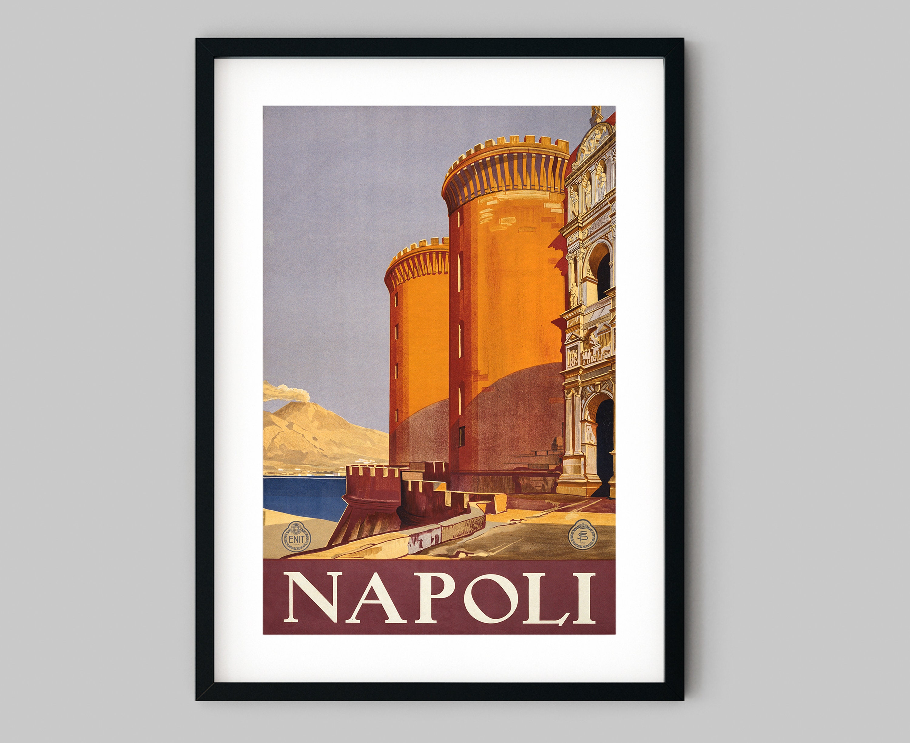 Naples Italy Travel Poster Showing Vesuvius and the Bay of - Etsy