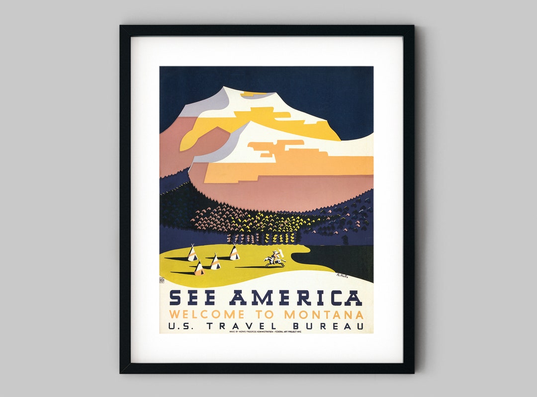 Montana Travel Poster, Vintage US Travel Bureau Art Print - Etsy