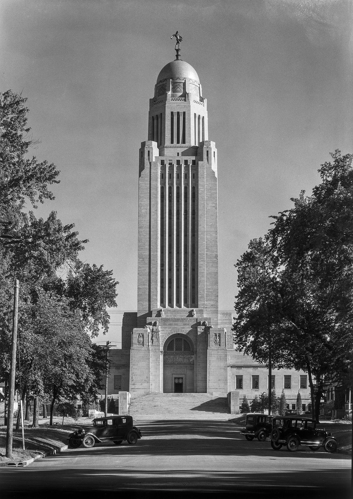 Nebraska State Capitol Building Exterior in Lincoln - Black and White ...