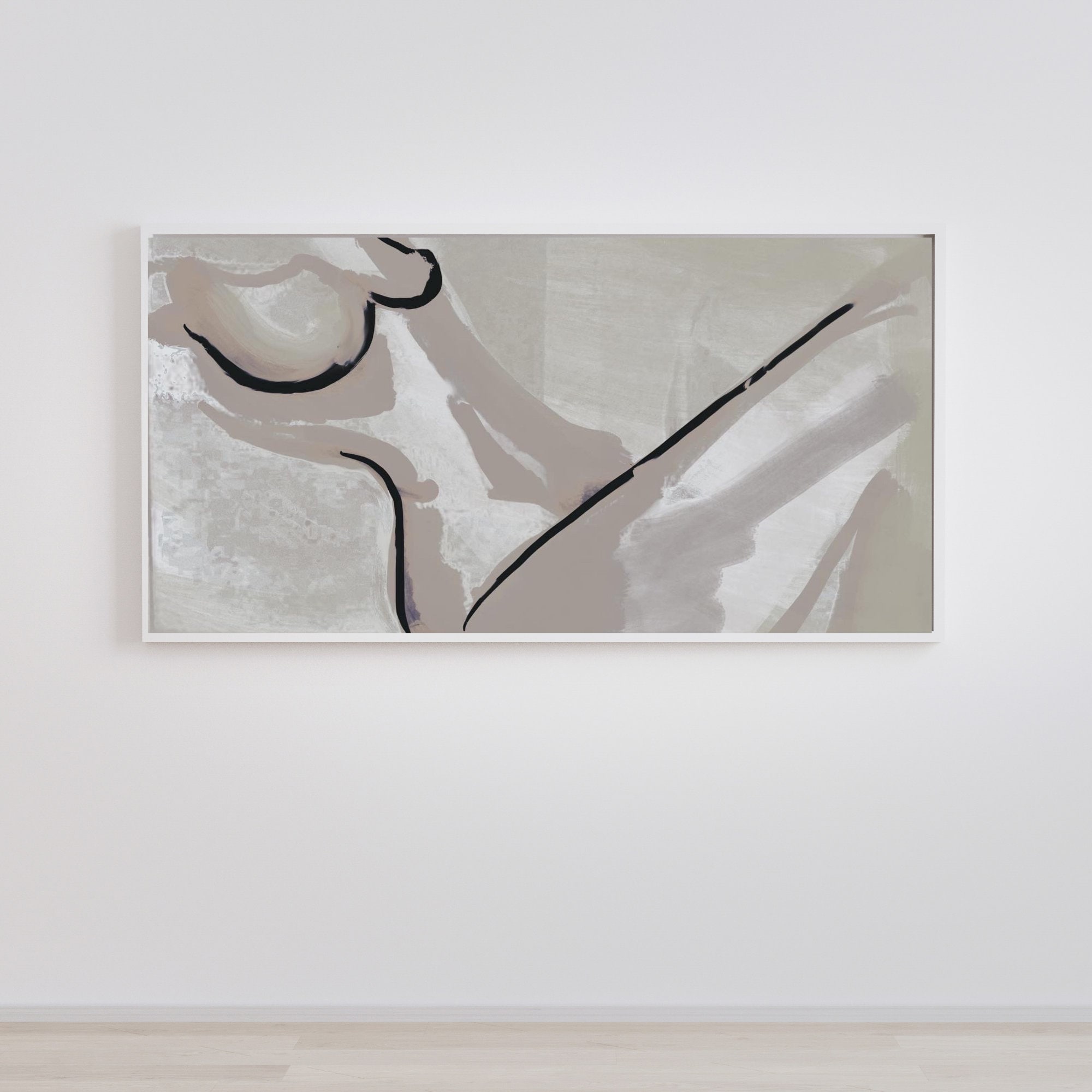 Gray Neutral Abstract Female Body Painting Digital Print Wall Art ...