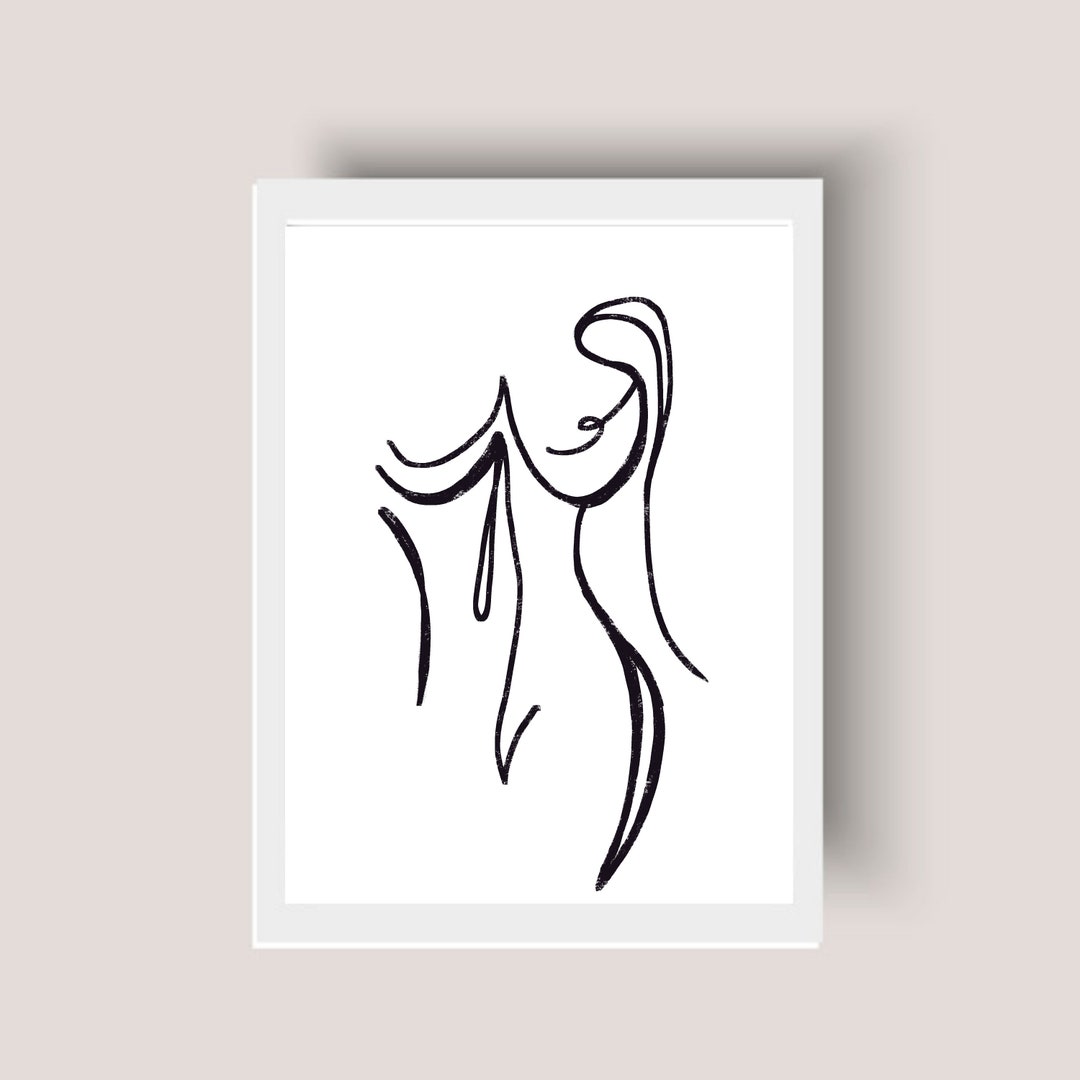 Female Woman's Body Outline- Abstract Minimalist Continuous Line Art ...