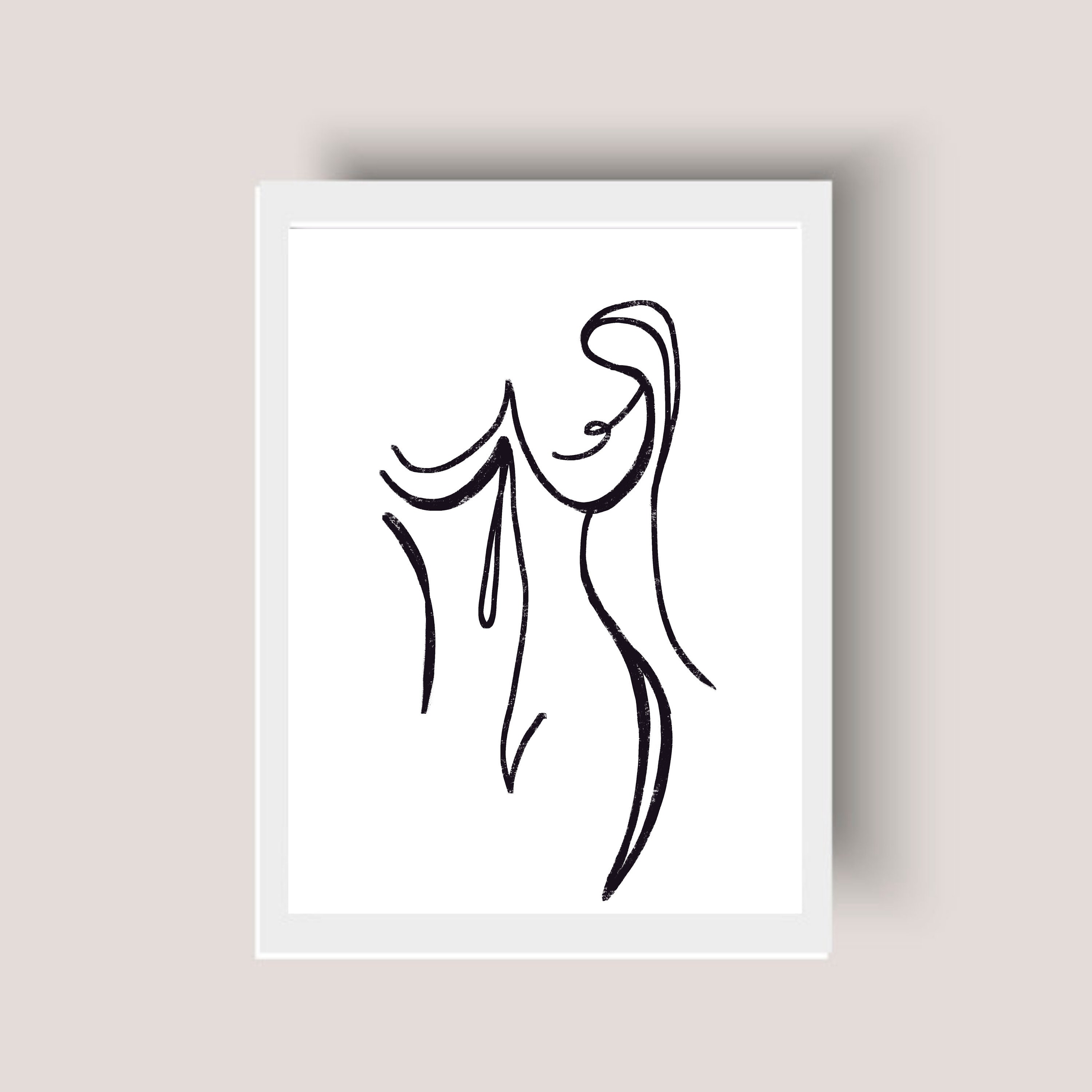 Female Womans Body Outline Abstract Minimalist Continuous Line Art