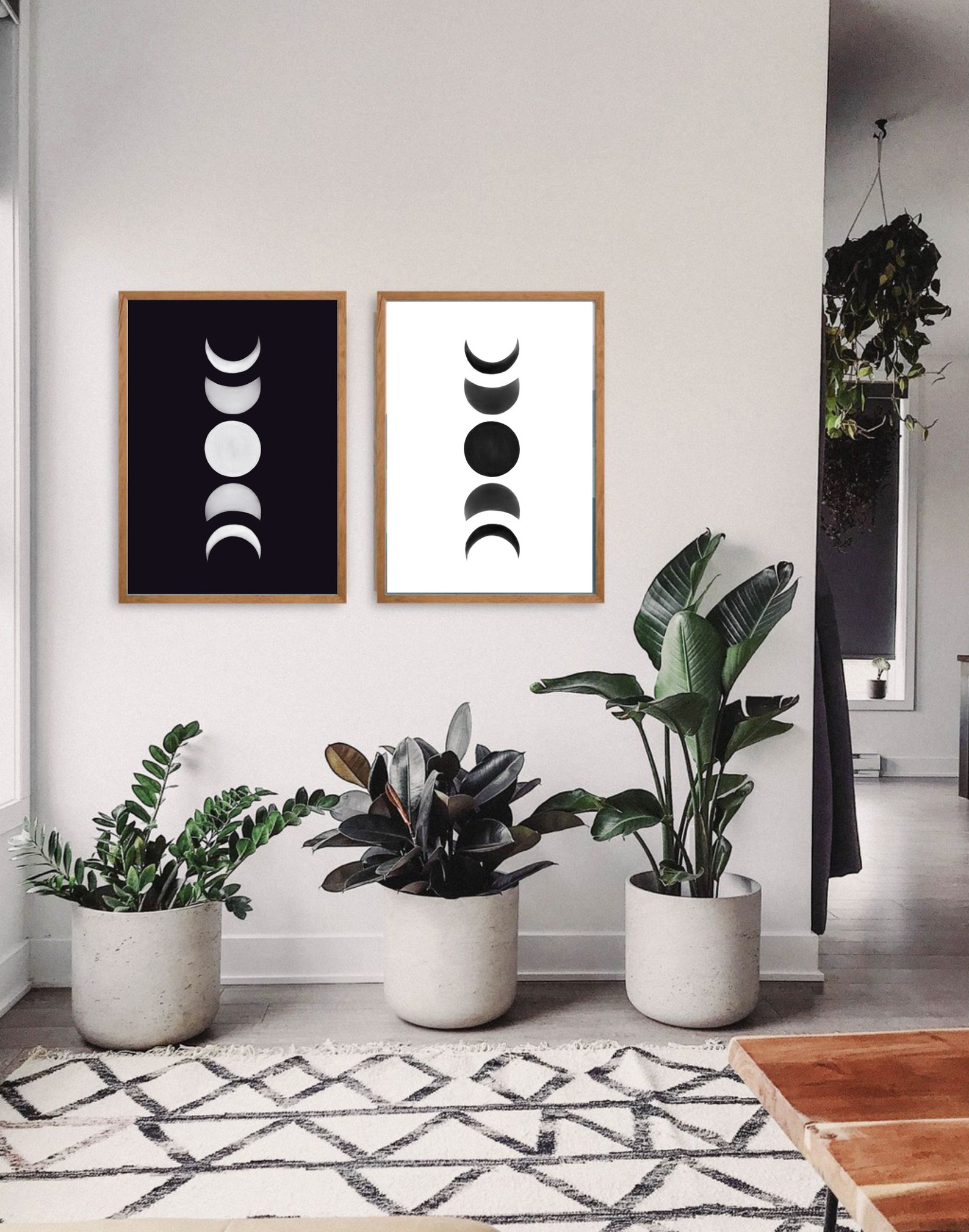 Black and White Inverted Moon Phases Art Prints Set of 2 - Etsy