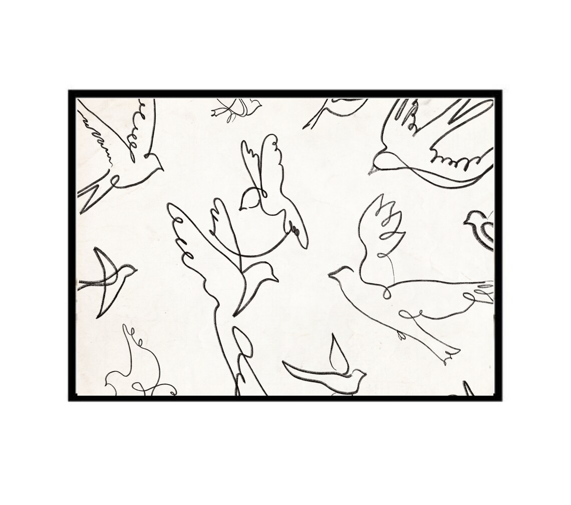 Minimalist Dove Bird Sketch Abstract Line Art Pattern Boho - Etsy