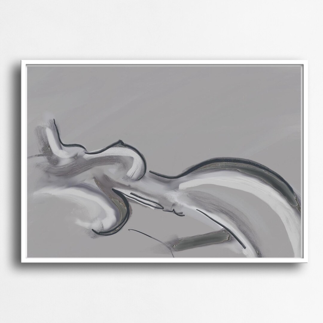 Gray Charcoal Neutral Abstract Laying Female Body Painting Digital ...