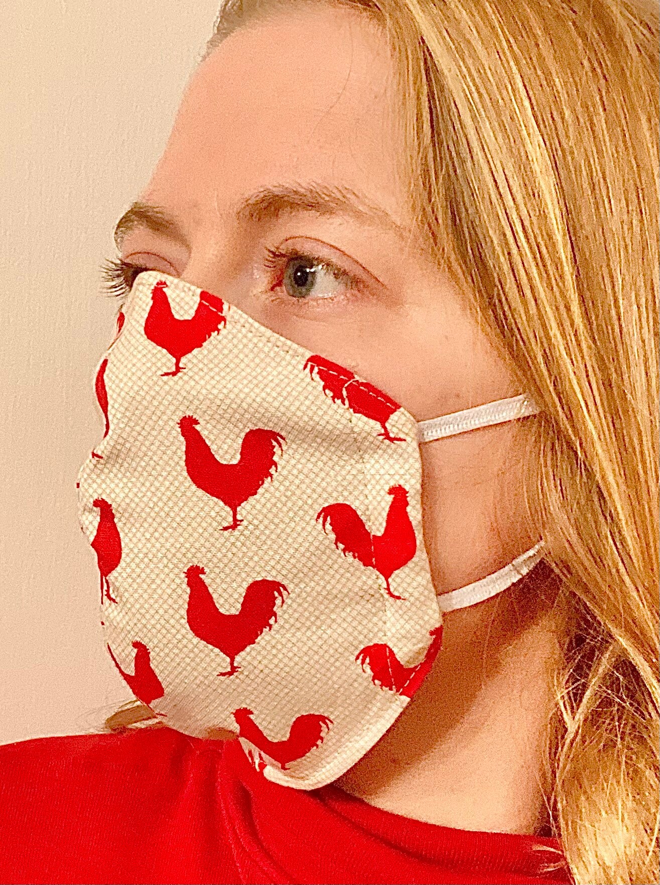Chicken Rooster Novelty Handmade Face Mask Covering Double Layered Farm ...