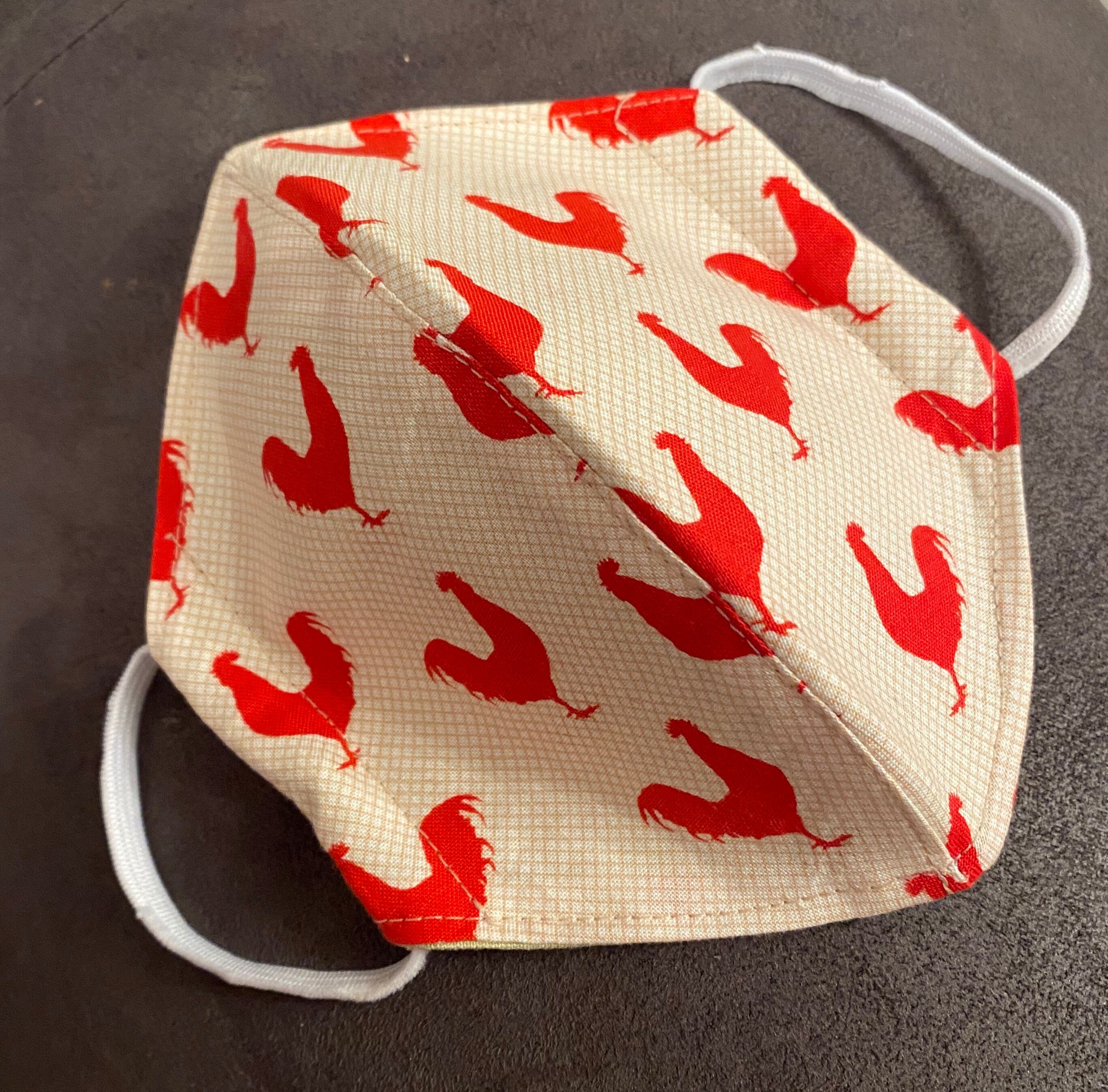 Chicken Rooster Novelty Handmade Face Mask Covering Double Layered Farm ...