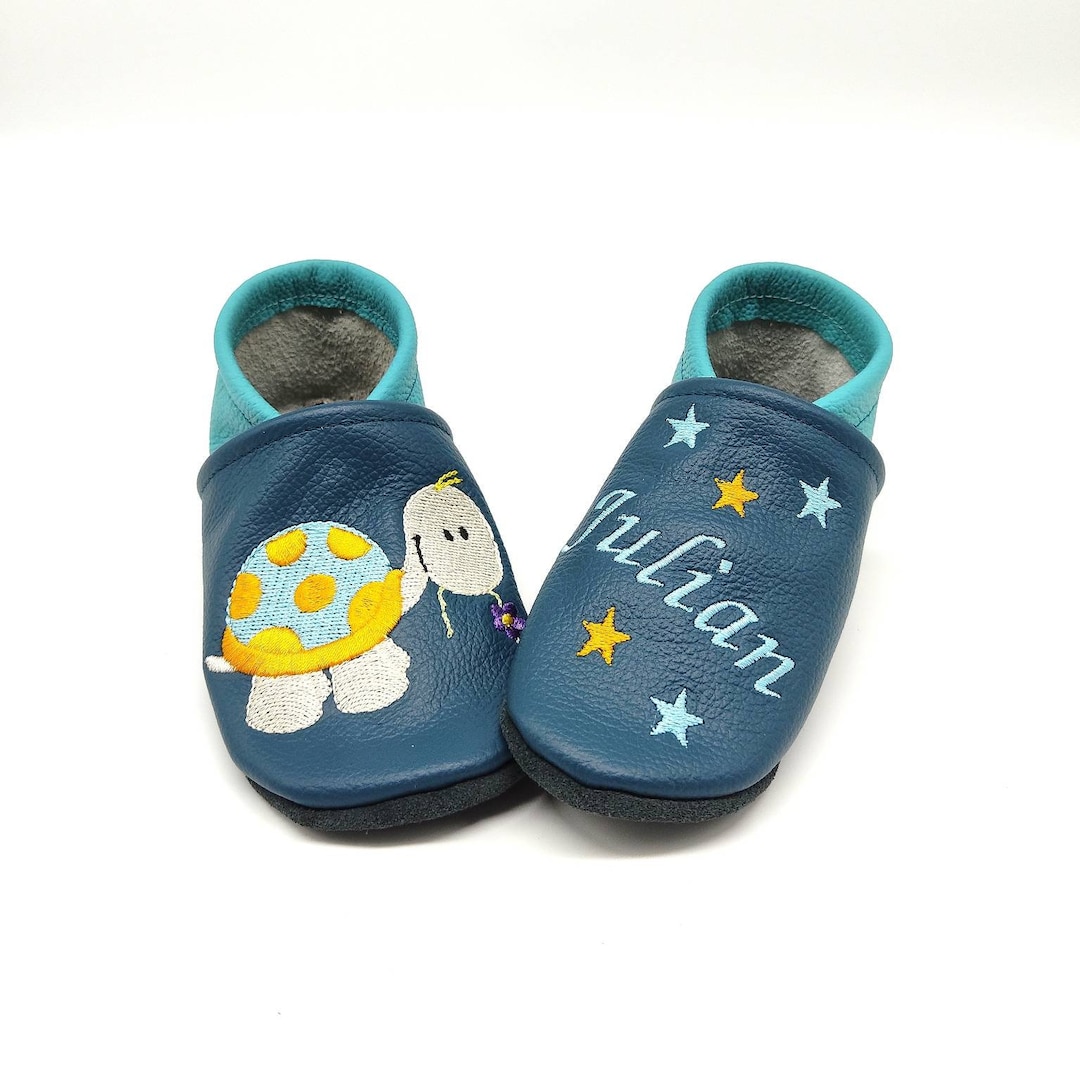 Zapatos de gateo con nombre babuchas de cuero, babuchas de cuero de ...