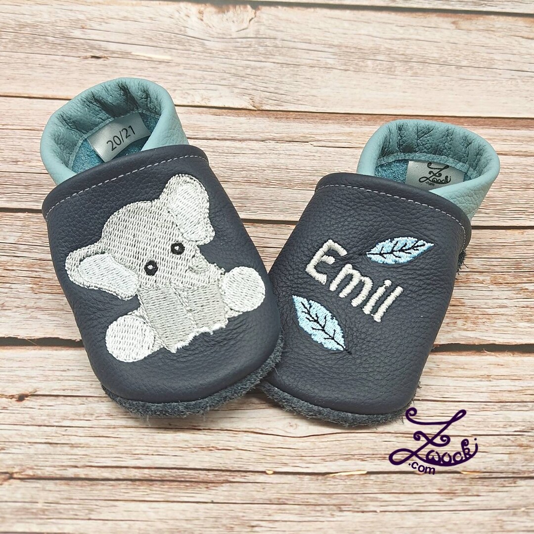Crawling Shoes With Name (leather Slippers, Leather Slippers) Made of ...