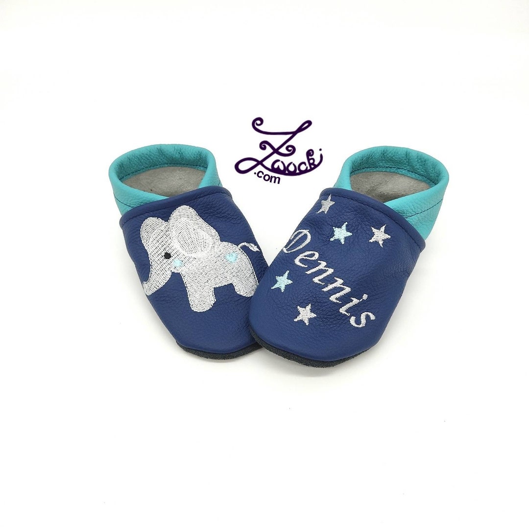 Crawling Shoes With Name (leather Slippers, Leather Slippers) Made of ...