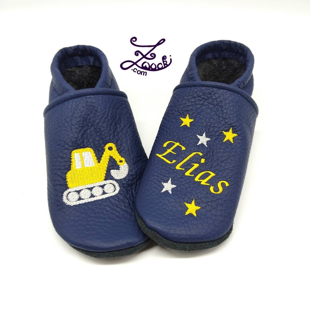 Crawling Shoes With Name (leather Slippers, Leather Slippers) Made of ...