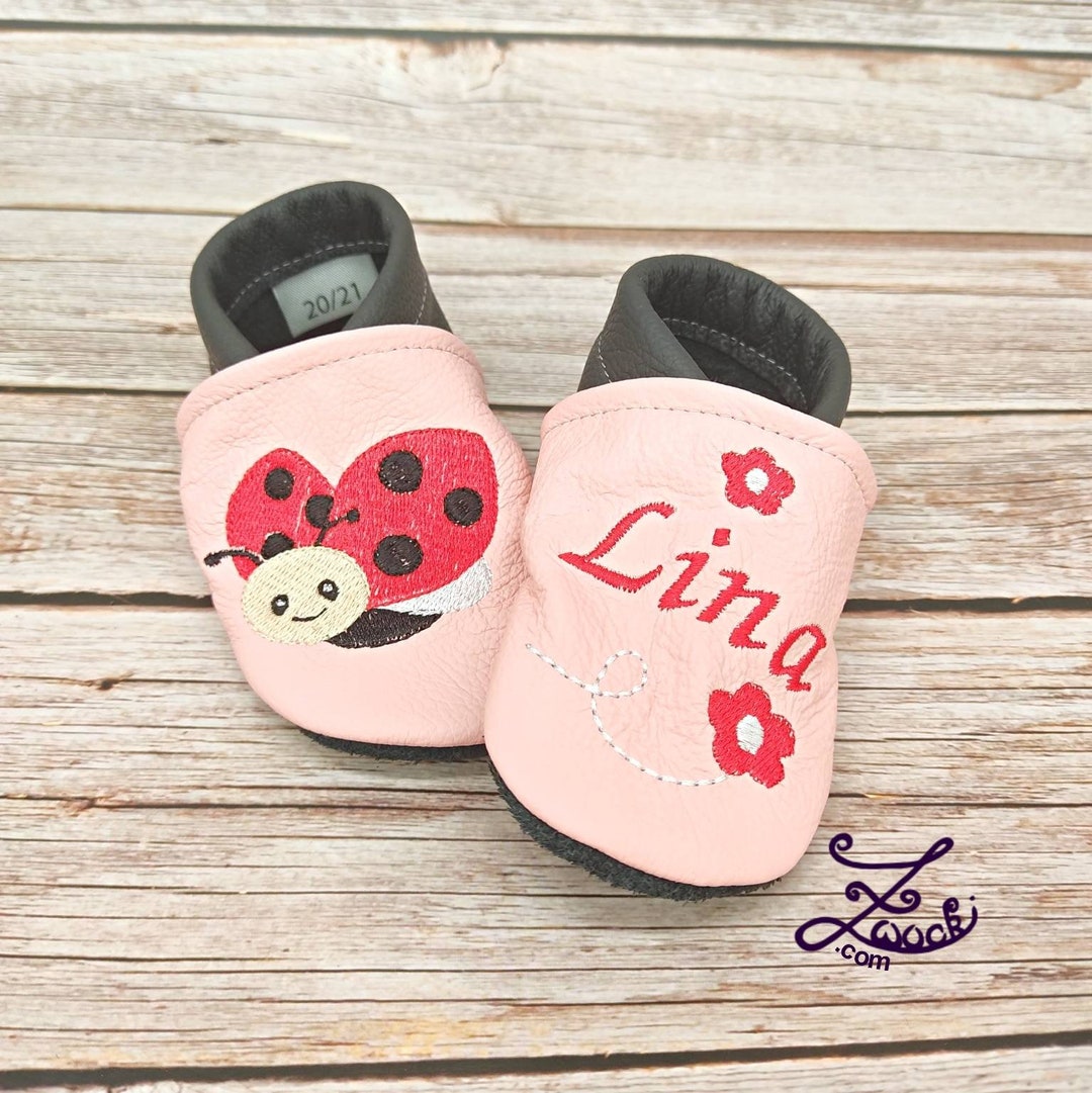 Crawling Shoes With Name leather Slippers, Leather Slippers Made of ...