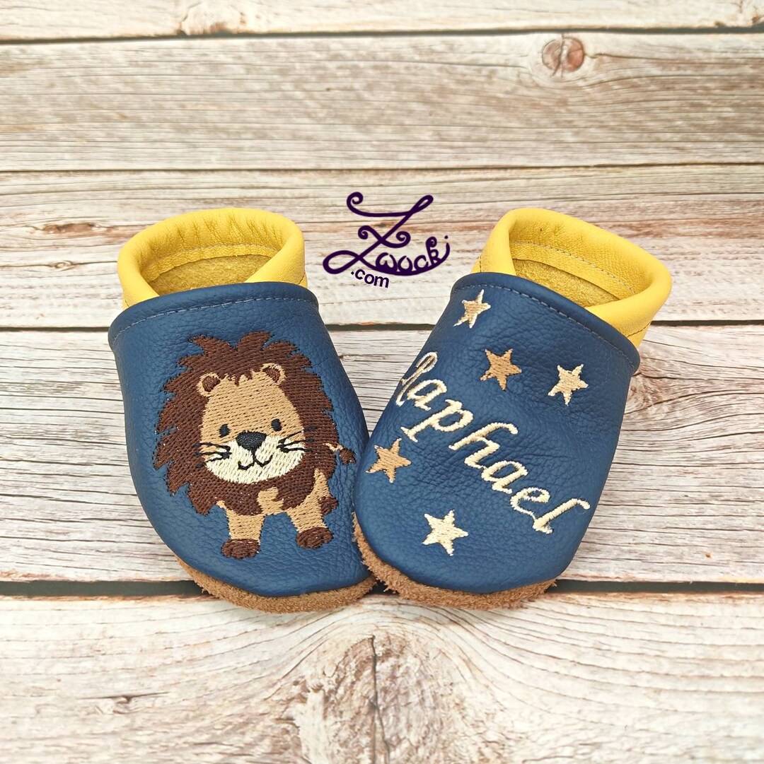 Crawling Shoes With Name (leather Slippers, Leather Slippers) Made of ...