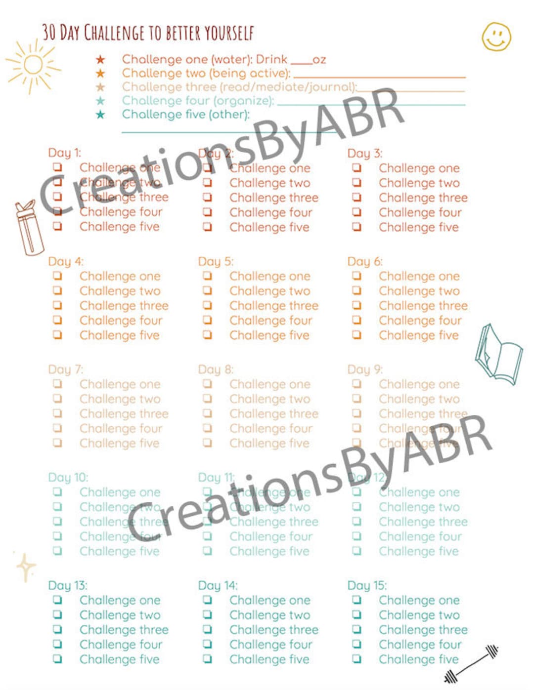 Défi de 30 jours imprimable - Etsy France