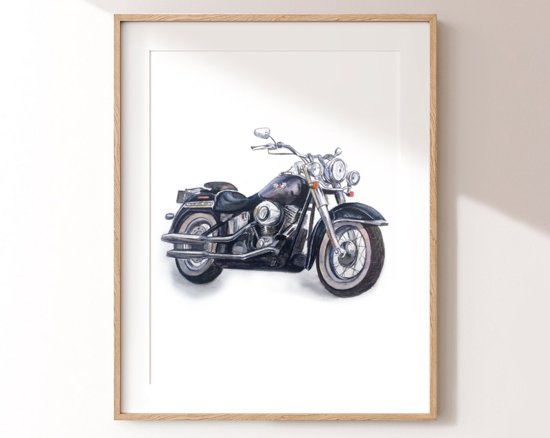 Custom Motorcycle Portrait, Handmade Motorcycle Portrait, Motorcycle ...