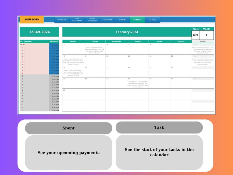 Project Management Excel Template: Budget, Task Tracker, Gantt Chart - Etsy