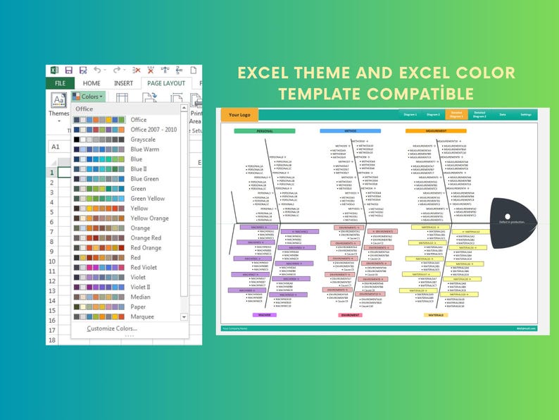 Fishbone Diagram Excel Template: Root Cause Analysis Tool - Etsy