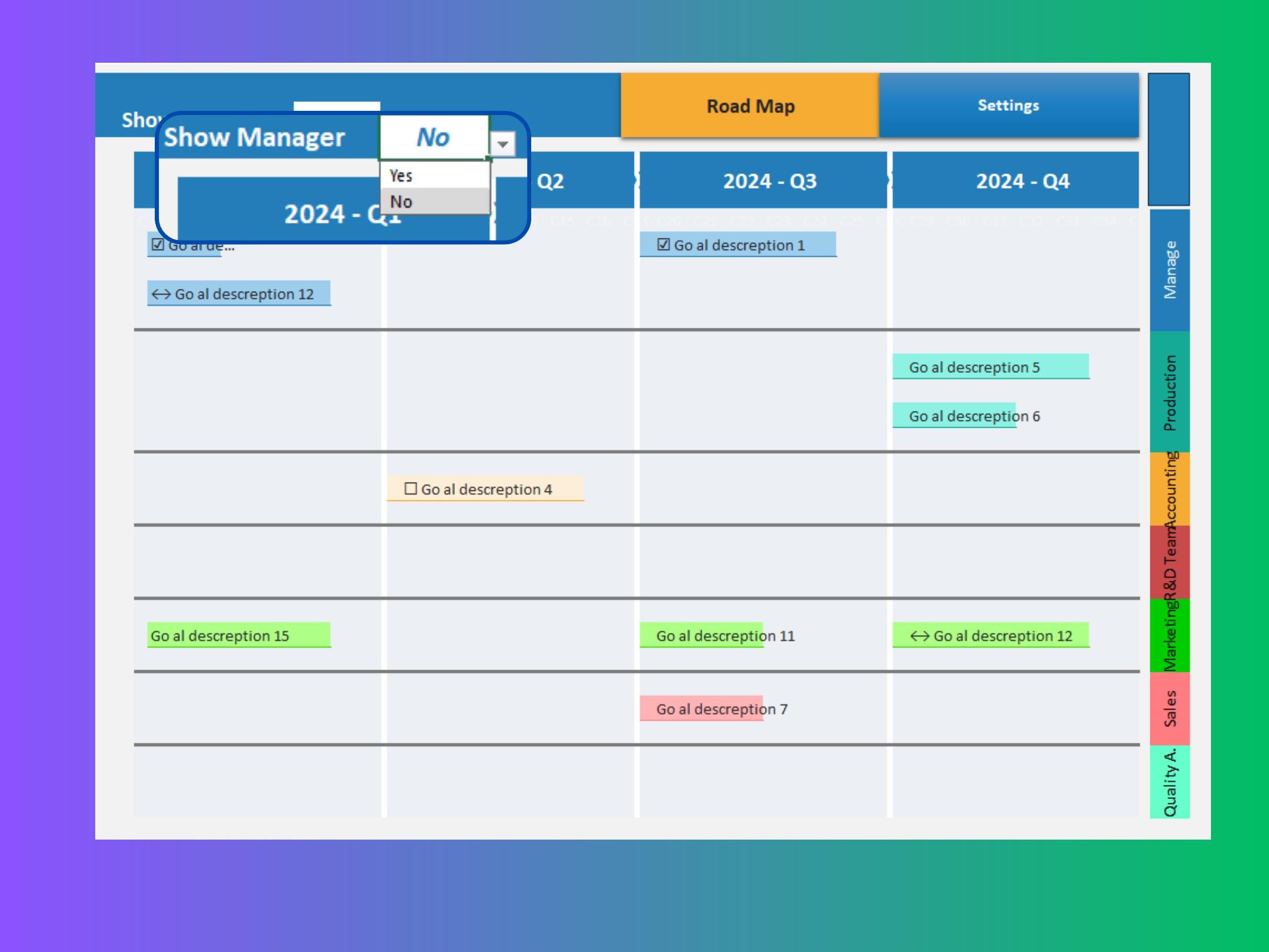 Roadmap Excel Template, Business Planner, Roadmap Tracker. Product Planner, Roadmap Diagram ...