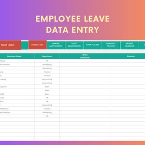 Employee Leave Tracker, Excel Employee Leave Management, Excel Leave ...
