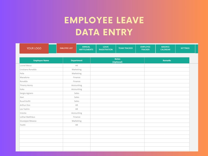 Employee Leave Tracker, Excel Employee Leave Management, Excel Leave Tracker, Employee ...